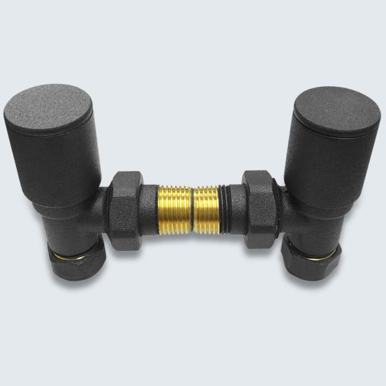 Pair Modern Roma Angled Anthracite Radiator Valves 15mm