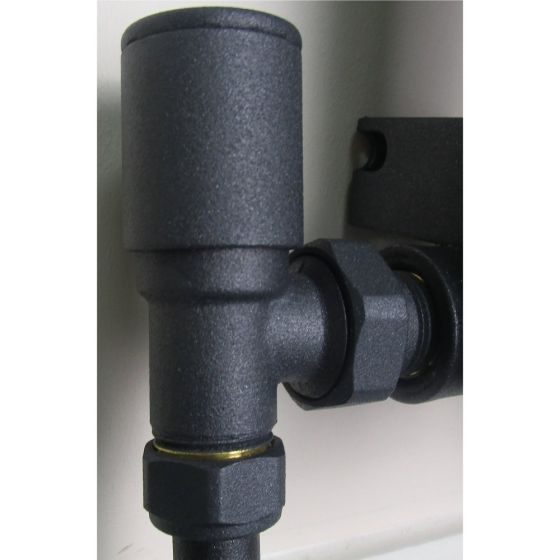 Pair Modern Roma Angled Anthracite Radiator Valves 15mm