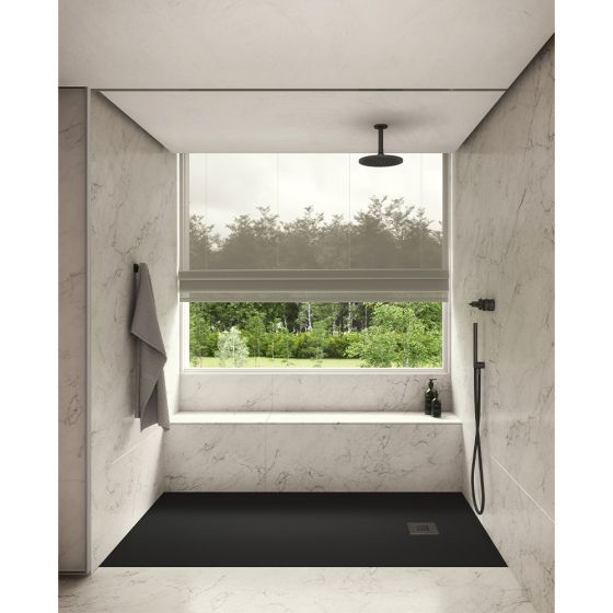 Aqua I Urban Slate Effect Rectangular Shower Tray & Waste 2000mm x ...