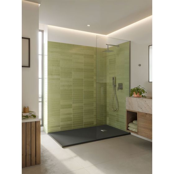 Aqua I Urban Slate Effect Rectangular Shower Tray & Waste 1400mm x ...