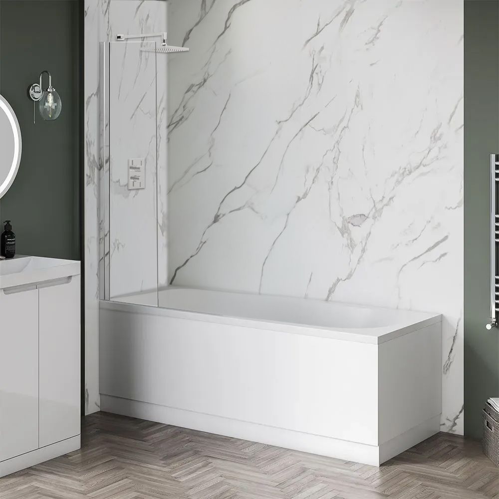 Ai6 Mini Bath Screen - 1400mm x 300mm Square - Silver