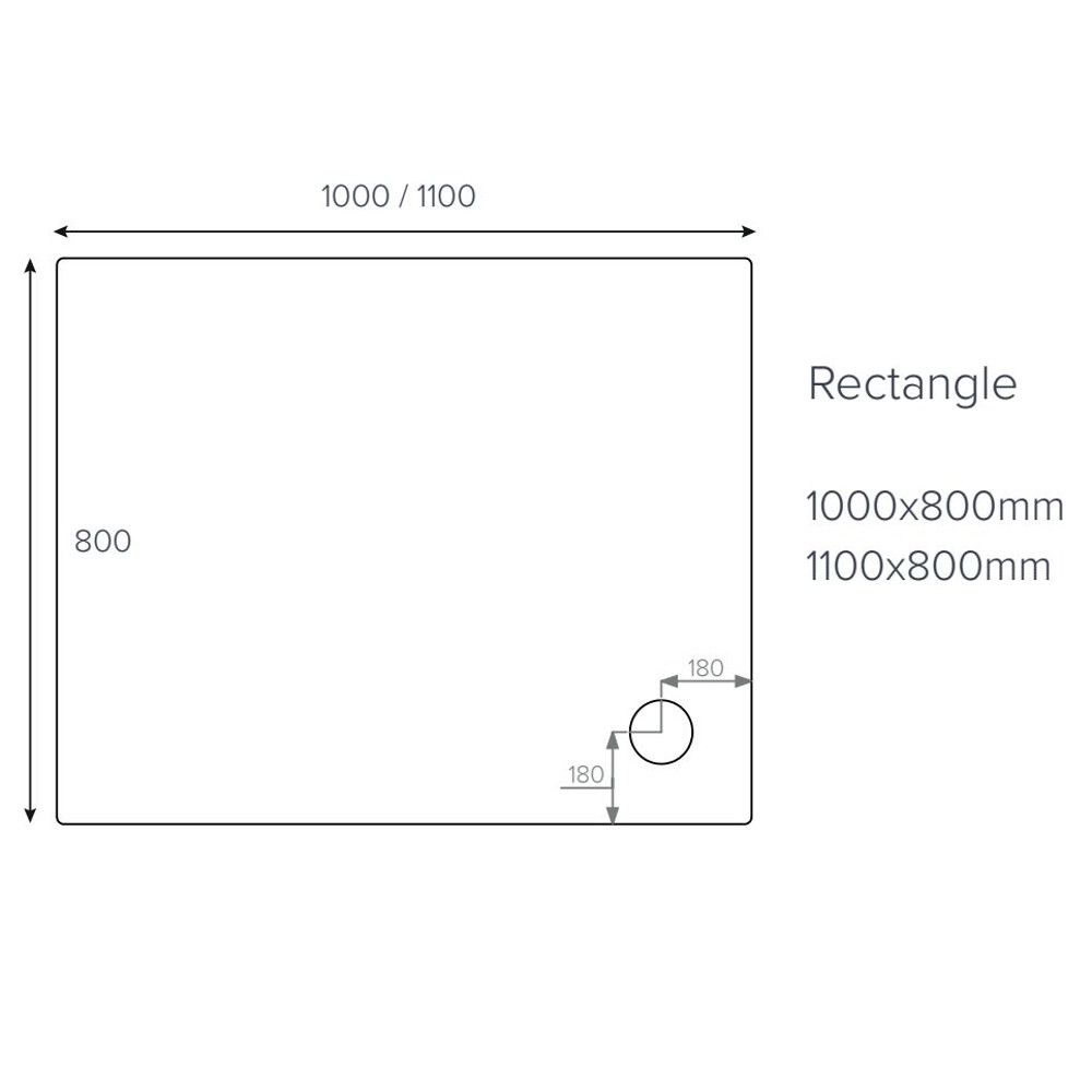 Aqua i Classic 80mm High Rectangular Shower Tray 1100mm x 800mm