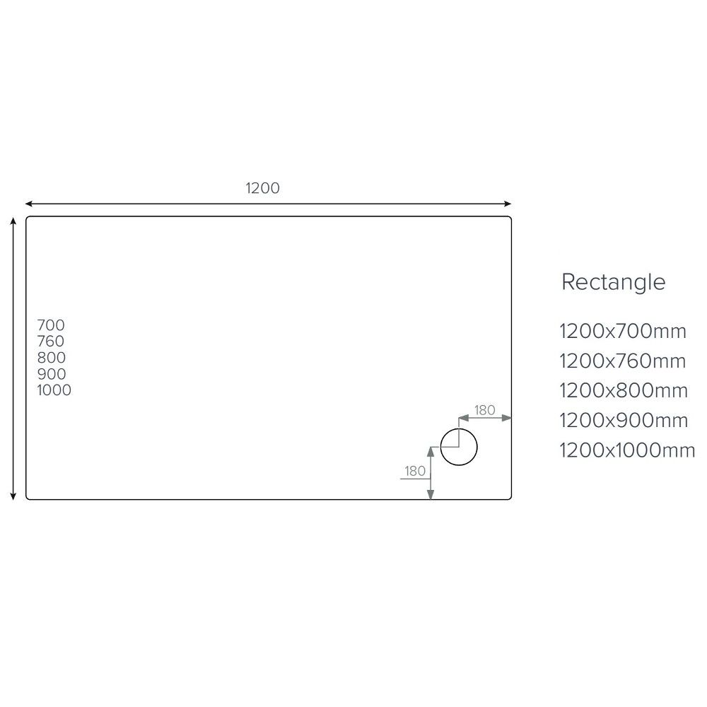Aqua i Classic 80mm High Rectangular Shower Tray 1200mm x 1000mm