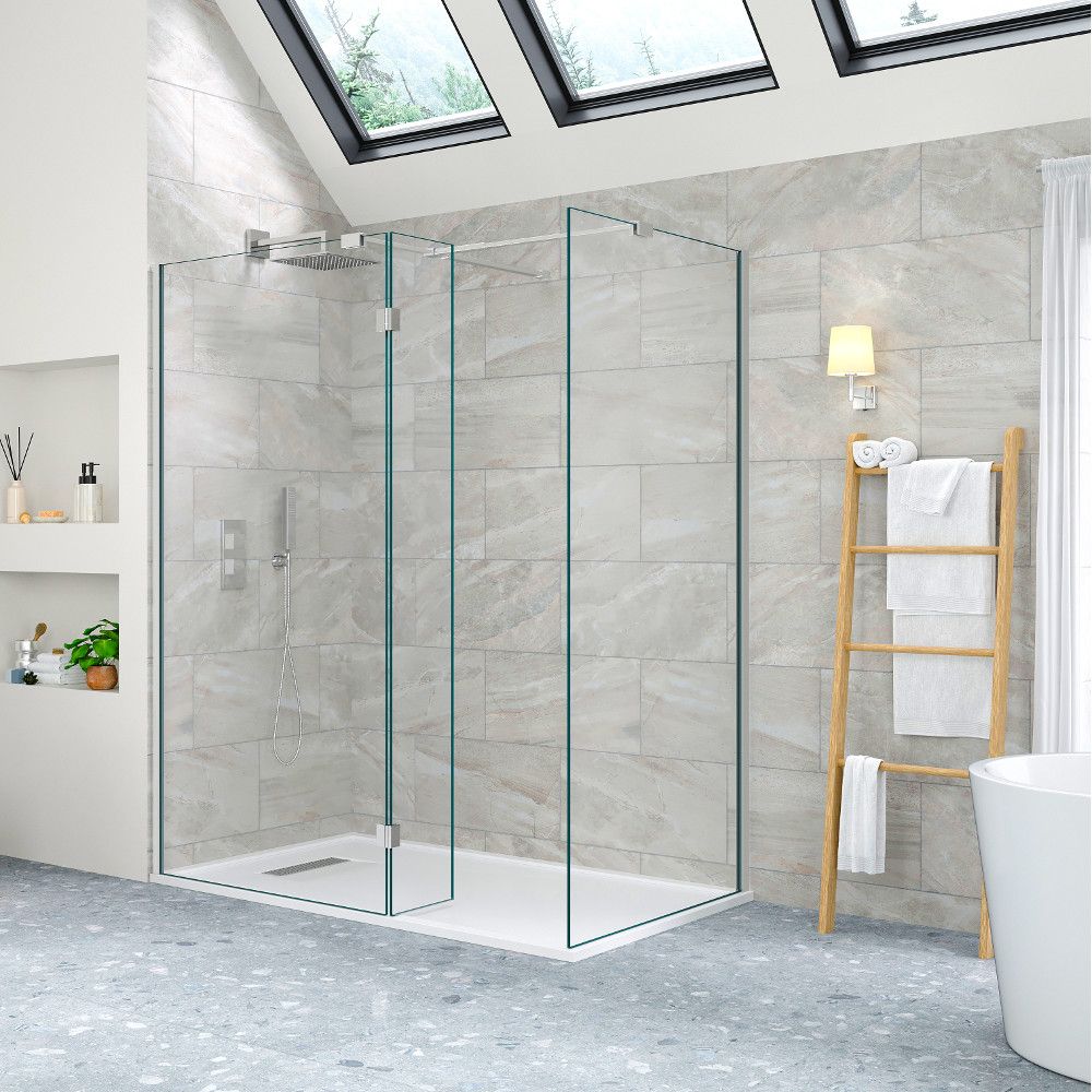 Aqua I Innovation 10mm Walk-in Wetroom with End Panel & Flipper Panel