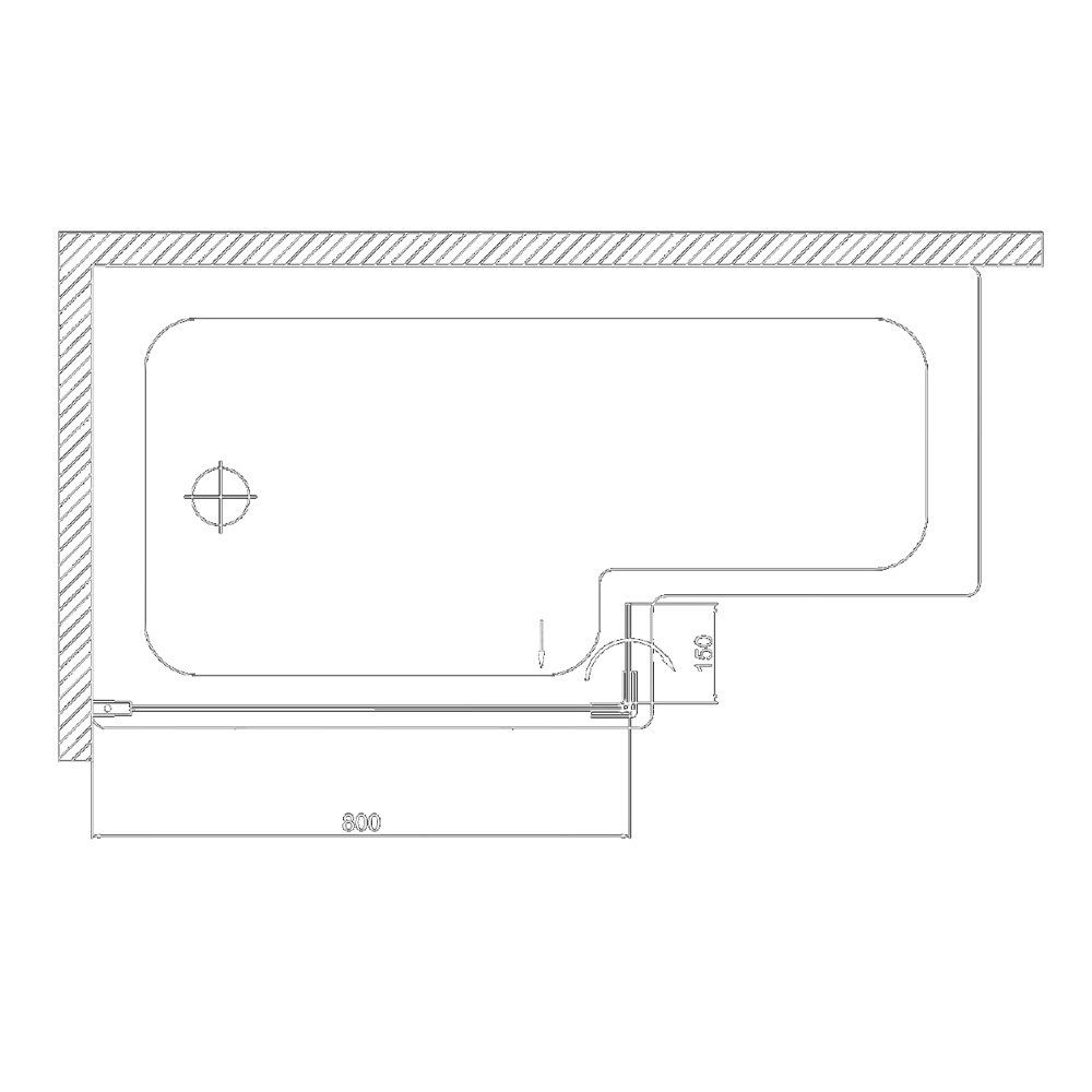 Aqua I 6mm L Shaped Bath Screen 1400mm x 800mm