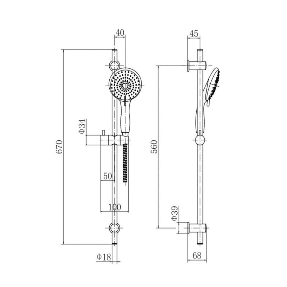 Noveua Islington Deluxe Round Slide Rail Kit - Matt Black