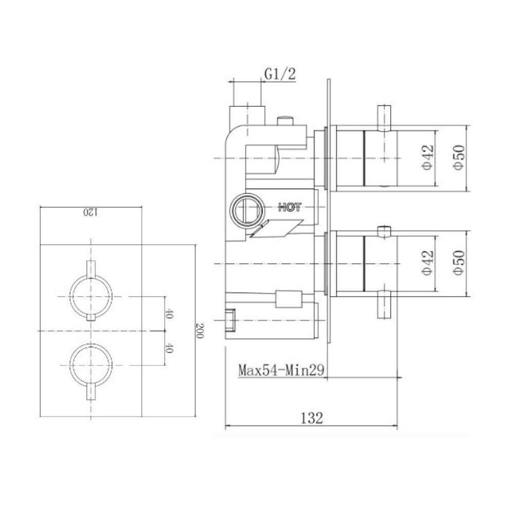 Noveua Islington Round Twin Concealed Shower Valve - Brushed Brass