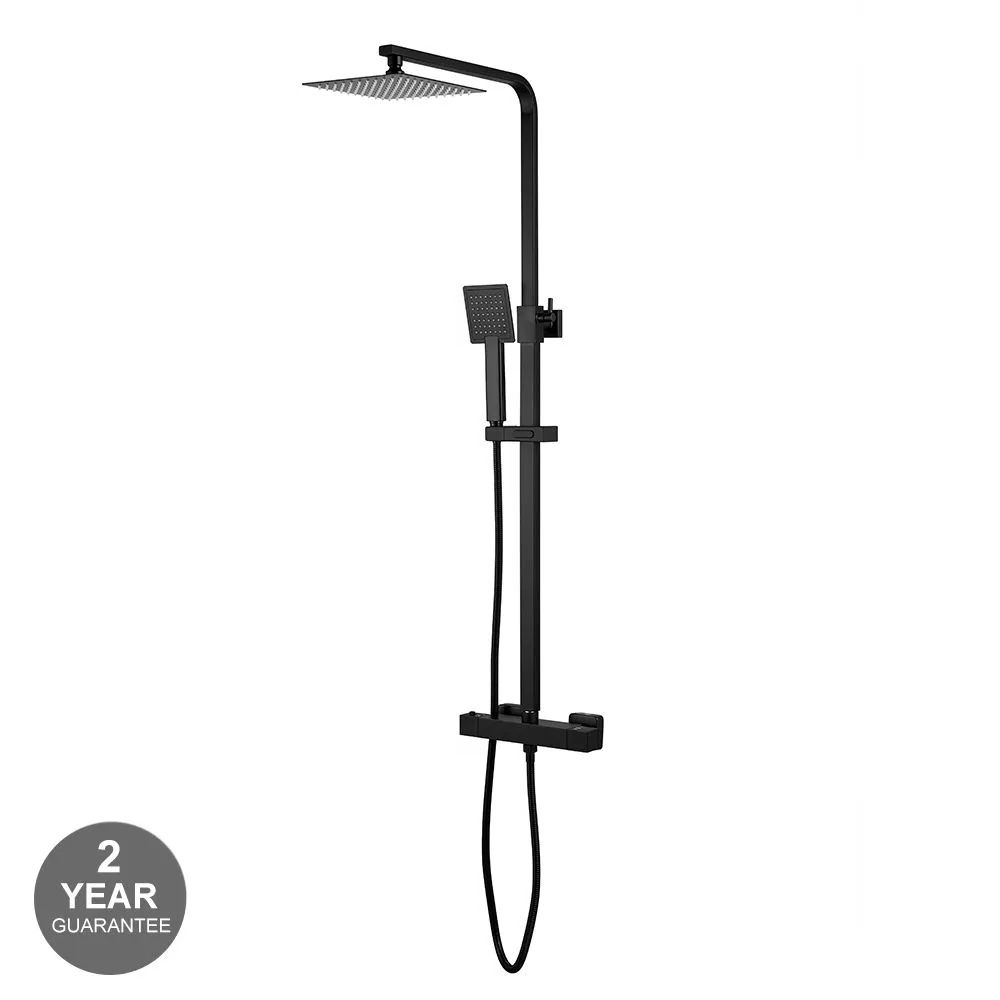 Noveua Mayfair Square Thermostatic Shower Set - Matt Black